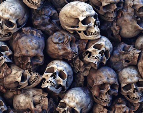 Premium Ai Image Skull Background Wallpaper Pattern Horror And Scary Piles Collection