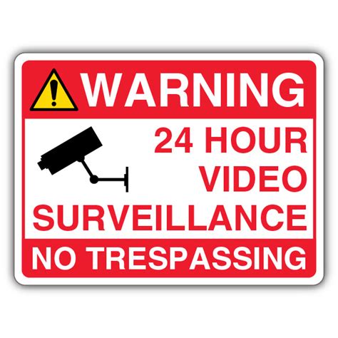 Warning 24hr Video Surveillance No Trespassing Landscape Sign Home