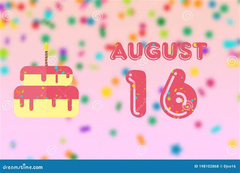 August 16th Day 16 Of Month Birthday Greeting Card With Date Of Birth