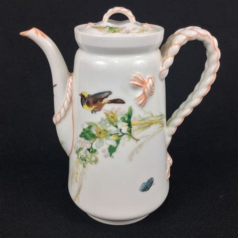 Haviland Limoges Birds Butterflies Flowers Meadow Visitors Coffee