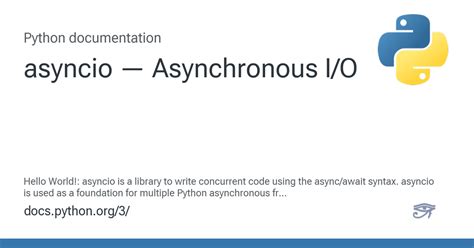 Asyncio — Asynchronous Io — Python 3137 Documentation