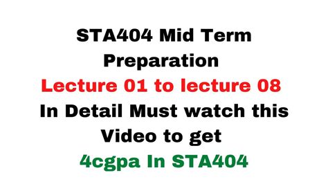 Sta404 Mid Term Preparation 100 Full Marks Mid Term Preparation From Short Notes Sta404