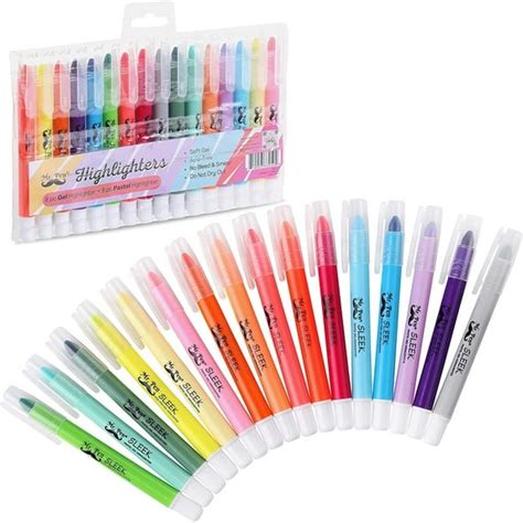 Mr Pen No Bleed Gel Highlighters 16 Pcs Pastel And Vibrant Colors