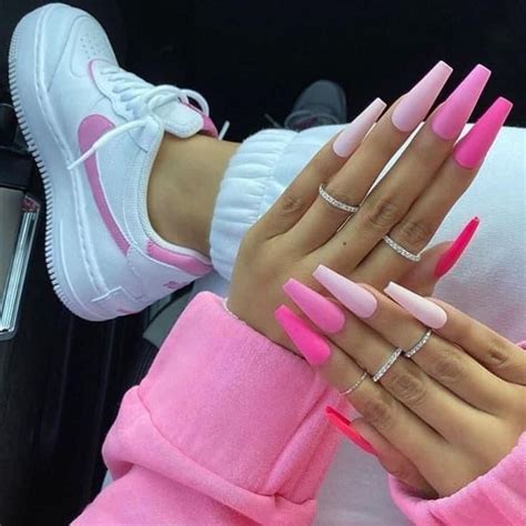 Bright Neon Pink Nails Neon Pink Acrylic Nails Coffin