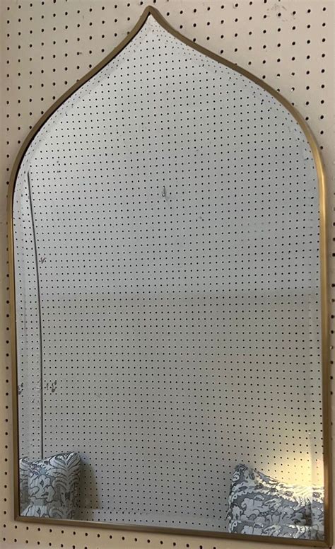 Arched Beveled Thin Brass Frame Mirror Annas Mostly Mahogany