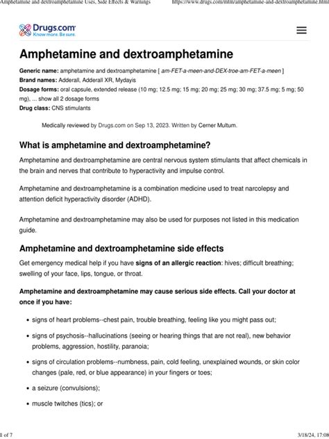 Amphetamine And Dextroamphetamine Uses Side Effects And Warnings Pdf