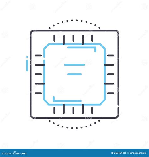Cpu Line Icon Outline Symbol Vector Illustration Concept Sign Stock