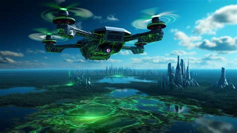 Drone Hovering Over A Binary Code Landscape A Three Dimensional