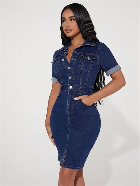 Fashionable New Denim Bodycon Fitted Jeans Dresses For Girls In 2024