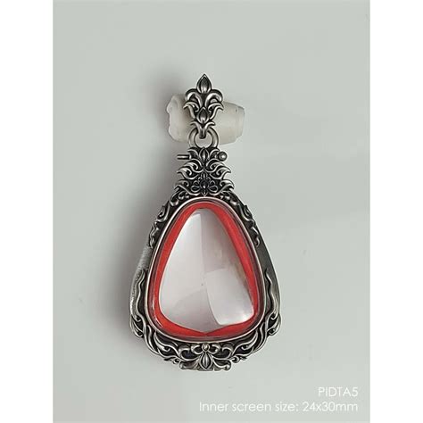Pidta5whitebrass Phra Pidta Amulet Casing 24x30mm ตลับพระ ไวท์บราส สำหรับ พระปิดตา พิมพ์เล็ก