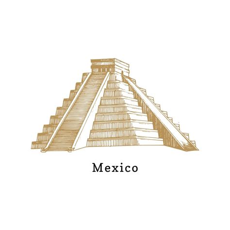 Premium Vector Hand Sketched Aztec Pyramid Vector Illustration Of