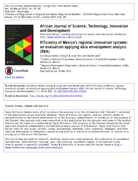Pdf Efficiency Of Mexicos Regional Innovation Systems An Evaluation