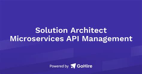 Solution Architect Microservices Api Management At N Consulting Ltd