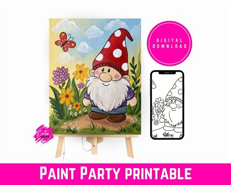 Spring Paint Party Printables Digital Download Diy Canvas Pre