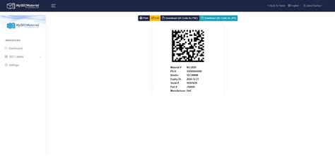 Mysecmaterial Sec Specified Material Label