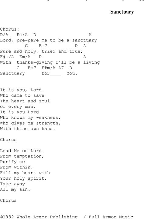 Sanctuary Christian Gospel Song Lyrics And Chords