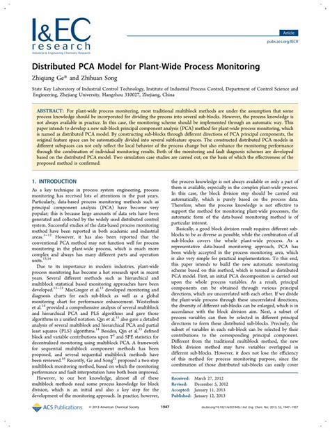pdf distributed pca model for plant wide process monitoring dokumen