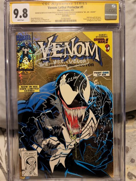 Venom Lethal Protector 1 Gold Cgc 98 With Bagley Sketch De La Rose