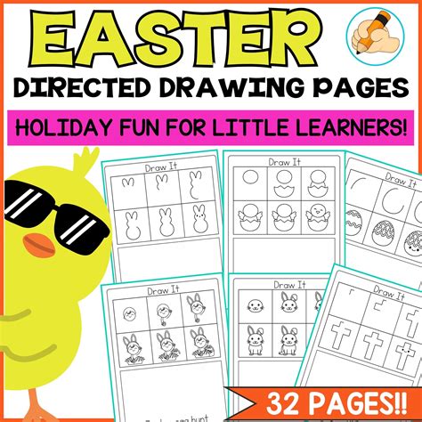 Easter Directed Drawing Worksheets Homeschool Preschool Shop