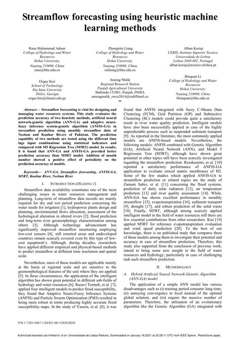 pdf streamflow forecasting using heuristic machine learning methods