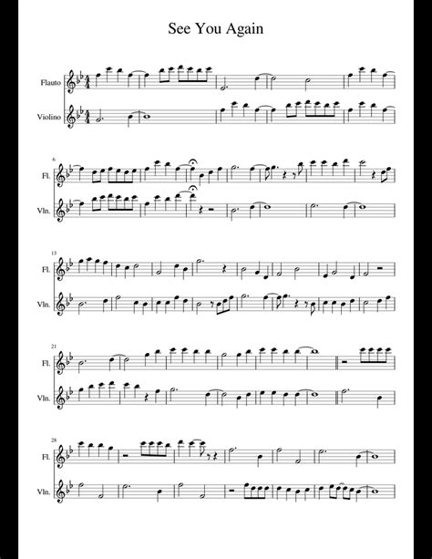 See You Again Charlie Puth Sheet Music For Flute Violin Download