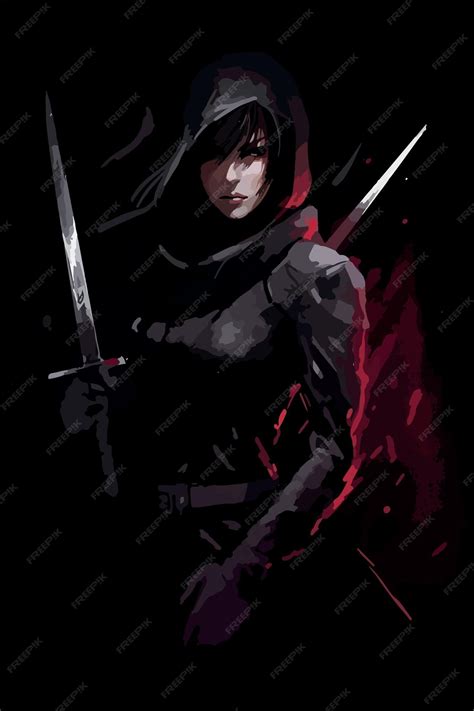 Premium Vector Woman Assassin Fantasy Poster Epic Dark And Skilled