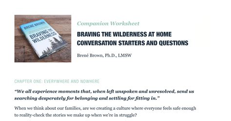 Braving The Wilderness Companion Worksheet Brené Brown