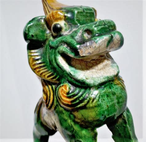 Antique Chinese Ming Sancai Foo Lion Roof Tile Guardian Statue Lot 7 34