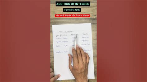 Addition Of Intergers Mathstricks Mathstips Additionofintegers