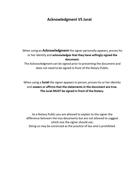 Acknowledgment Vs Jurat Pdf