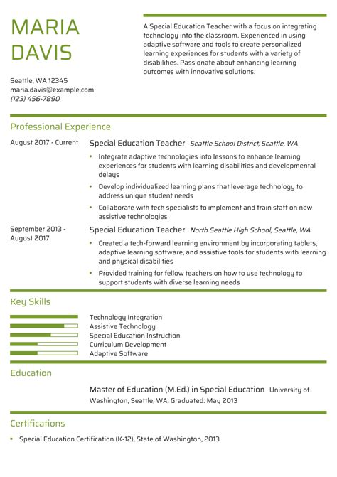 25 Best Special Education Teacher Resume Examples And Templates For