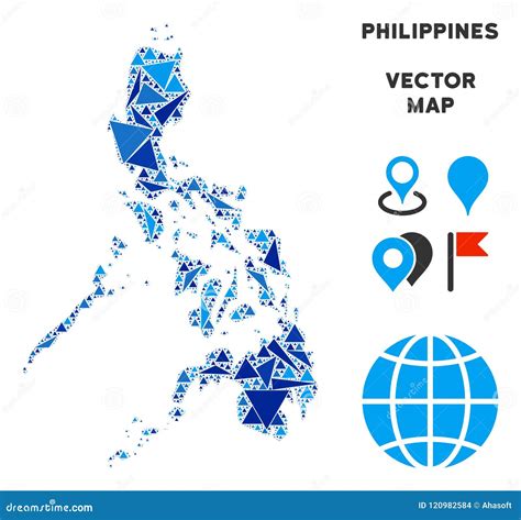 Philippines Triangle Grey Polygonal Vector Map