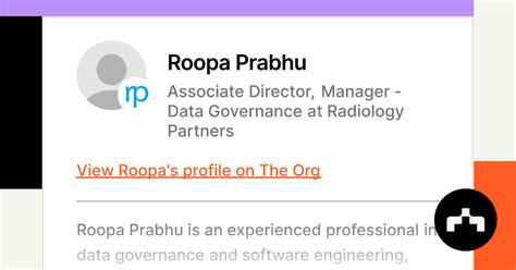 Roopa Prabhu Associate Director Manager Data Governance At