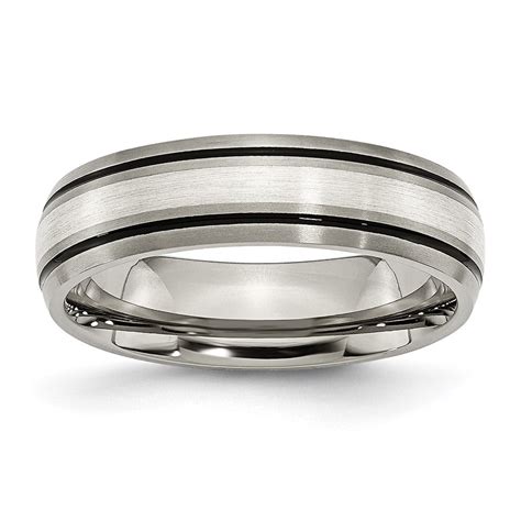 Diamond2deal Titanium Antiqued With Center Sterling Silver Inlay 6mm