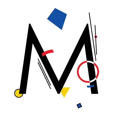 Capital Letter M Made Up Of Simple Geometric Shapes In Suprematism