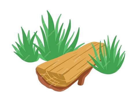 Premium Vector Campfire Wood And Grass Element Illustration