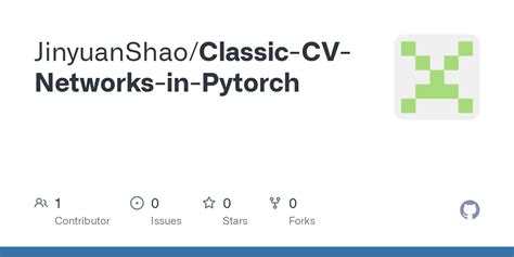 Github Jinyuanshaoclassic Cv Networks In Pytorch