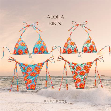 Aloha Bikini ชุดว่ายน้ำ บิกินี่ทรงสามเหลี่ยมลายดอก Shopee Thailand