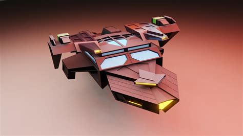 Low Poly Battle Spaceship Model Free Blender Free Vr Ar Low Poly 3d