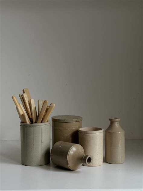 Vintage Stoneware Pots Vintage Ink Bottles Antique Rustic Marmalade