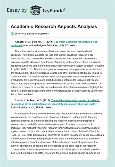 Academic Research Aspects Analysis 1919 Words Annotated