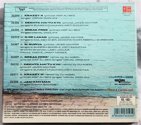 Krazzy 4 Hindi Audio Cd By Rajesh Roshan Tamil Audio Cds Hindi Audio