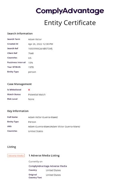 Entity Certificate Adam Victor Pdf