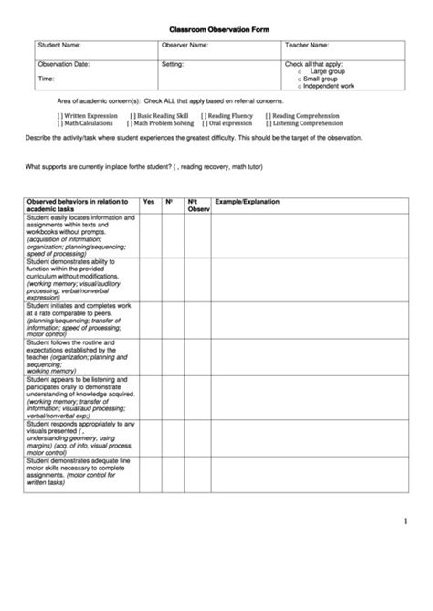 Functional Assessment Observation Form Template Functional Assessment Observation Form Template
