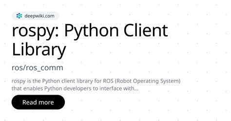 Rospy Python Client Library Rosroscomm Deepwiki
