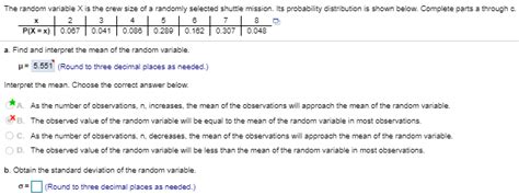 solved the random variable x is the crew size of a randomly