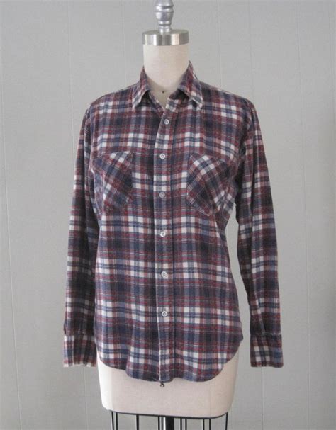 1980s Vintage Plaid Flannel Shirt Style Wise 100 Co Gem