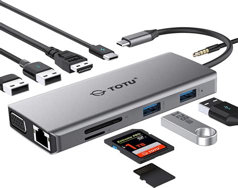 Usb C Hub Totu 11 In 1 Typ C Hub Mit Ethernet Hdmi Vga 2 Usb 30 2