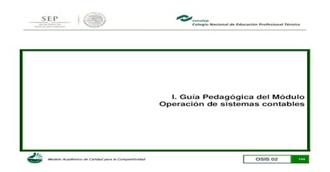 I. Guía Pedagógica del Módulo Operación de sistemas contables · PDF fileOperación de sistemas ...