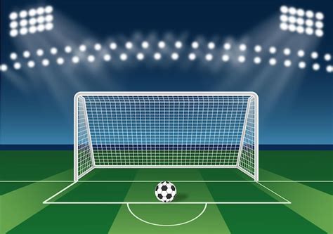 Premium Vector Soccer Ball In Front Of The Goalpost Stadium Gallery